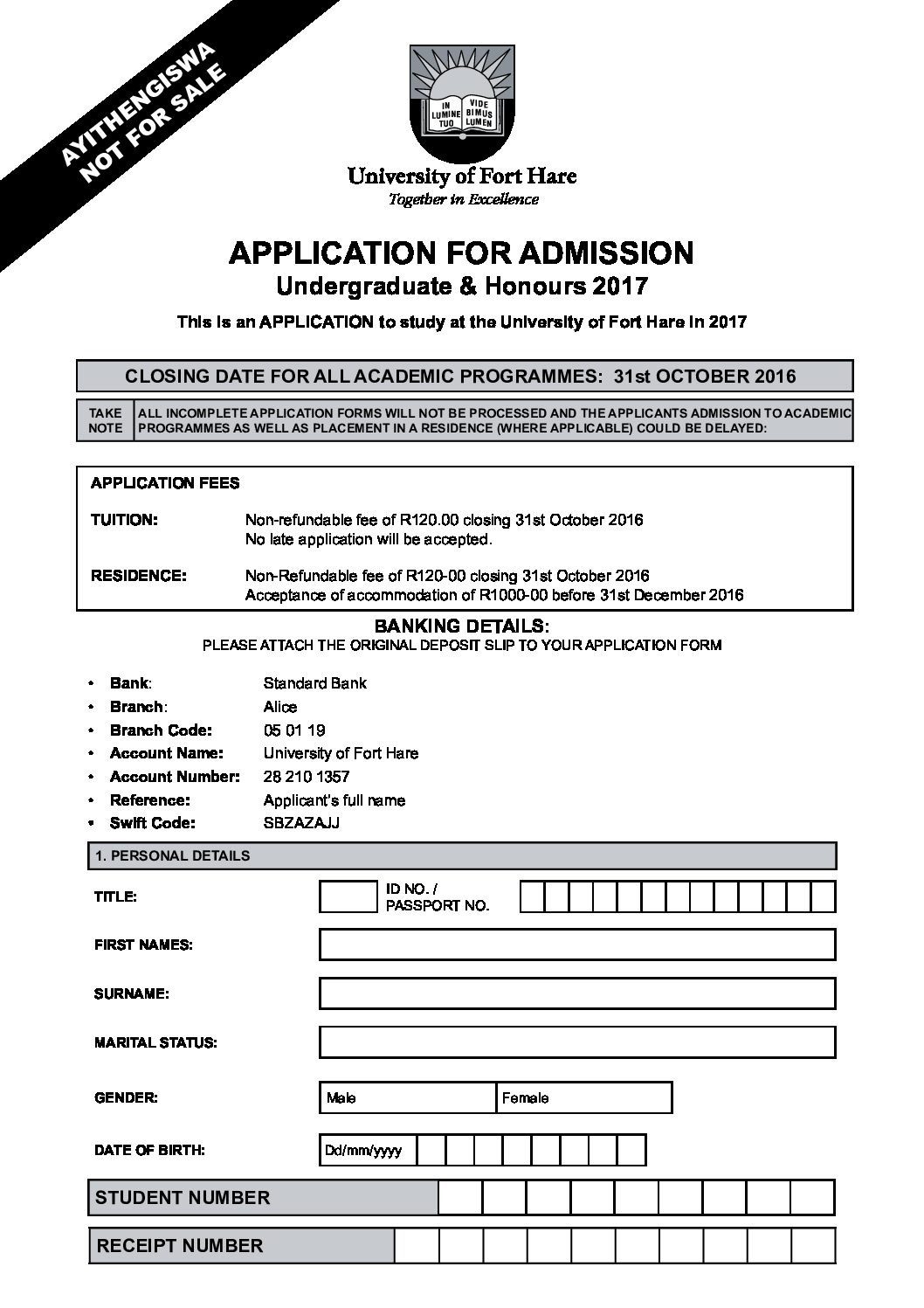university of fort hare undergraduate-honours-form » My Courses