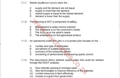 Agricultural Sciences Grade 12 November 2022 Exam Question Papers and ...