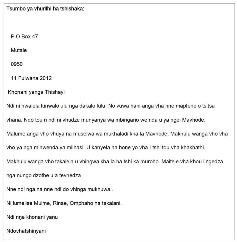 Vhurifhi ha Tshishaka na Tsumbo: Tshivenda Grammar » My Courses