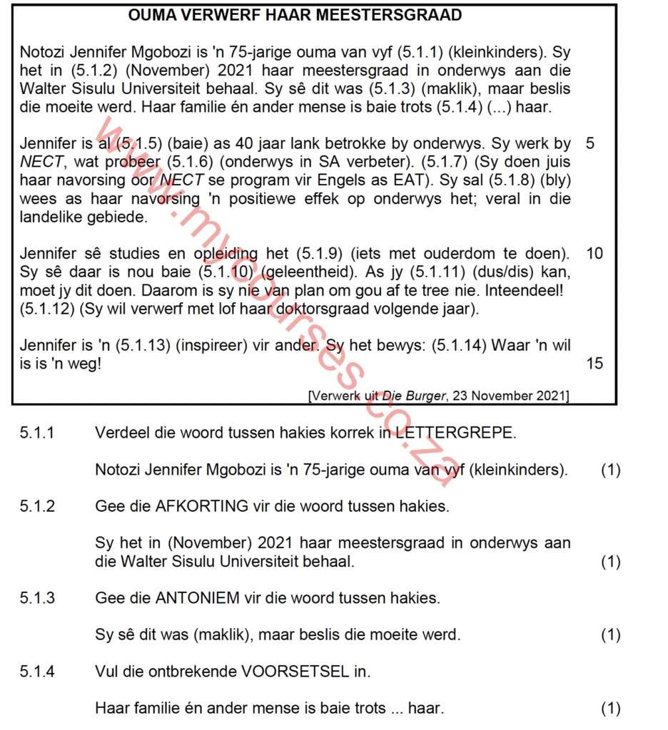 Grade 3 Afrikaans Test Grade 3 Afrikaans Test