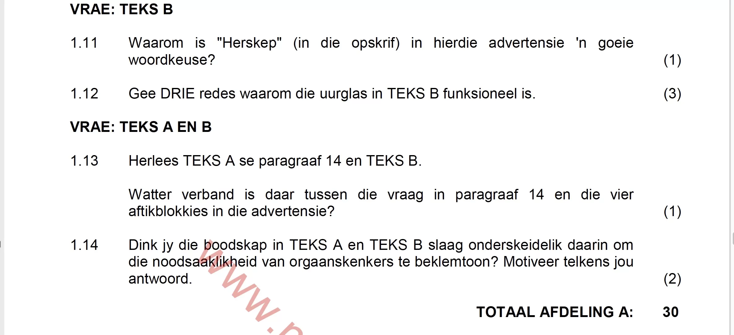 Afrikaans HL HT Grade 12 November 2022 Exam Question Papers and Memos ...