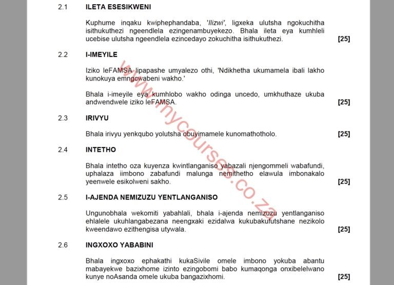 Isixhosa FAL Grade 12 November 2022 Exam Question Papers and Memos ...
