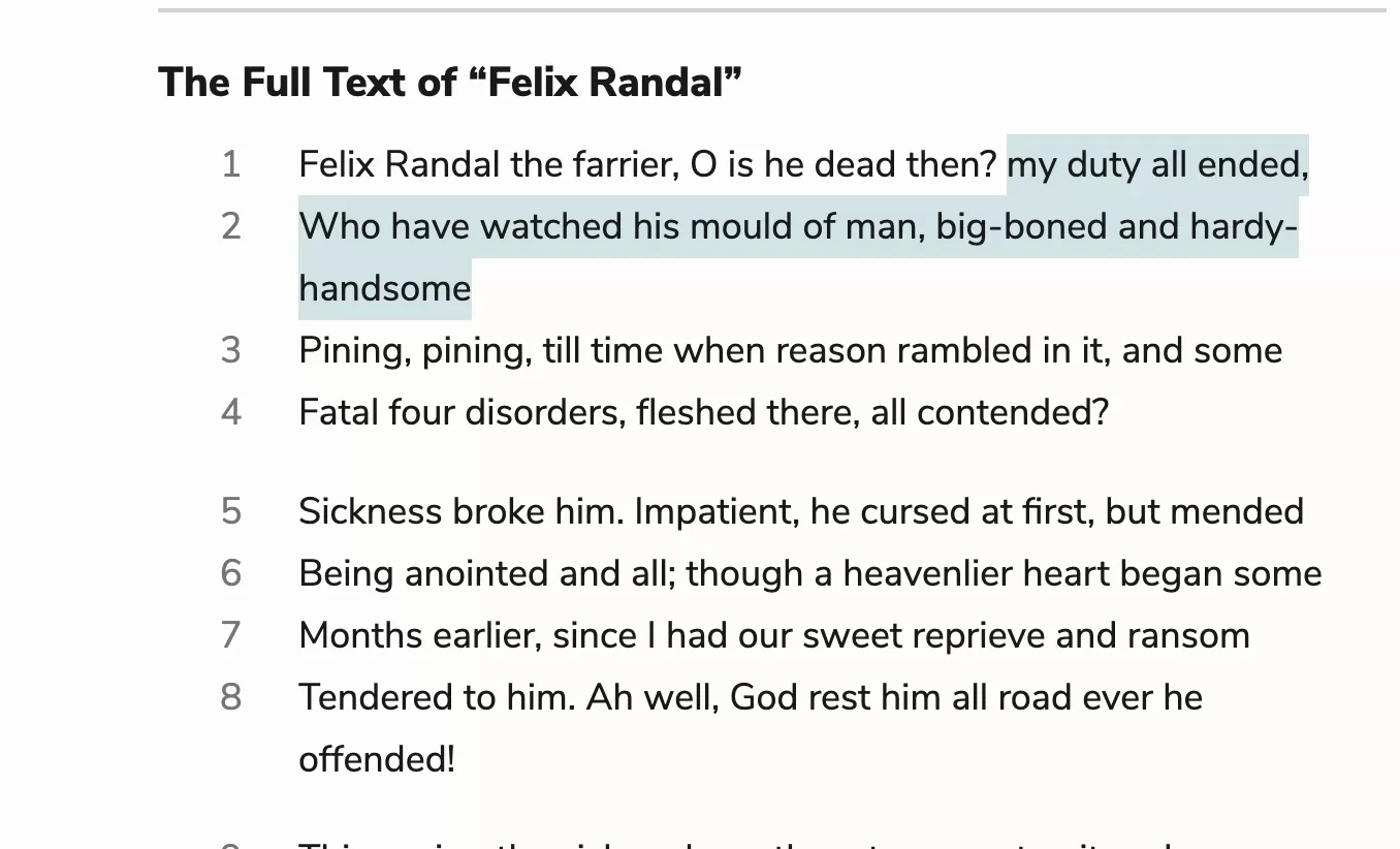 Felix Randal Poem Analysis, Questions and Answers » My Courses