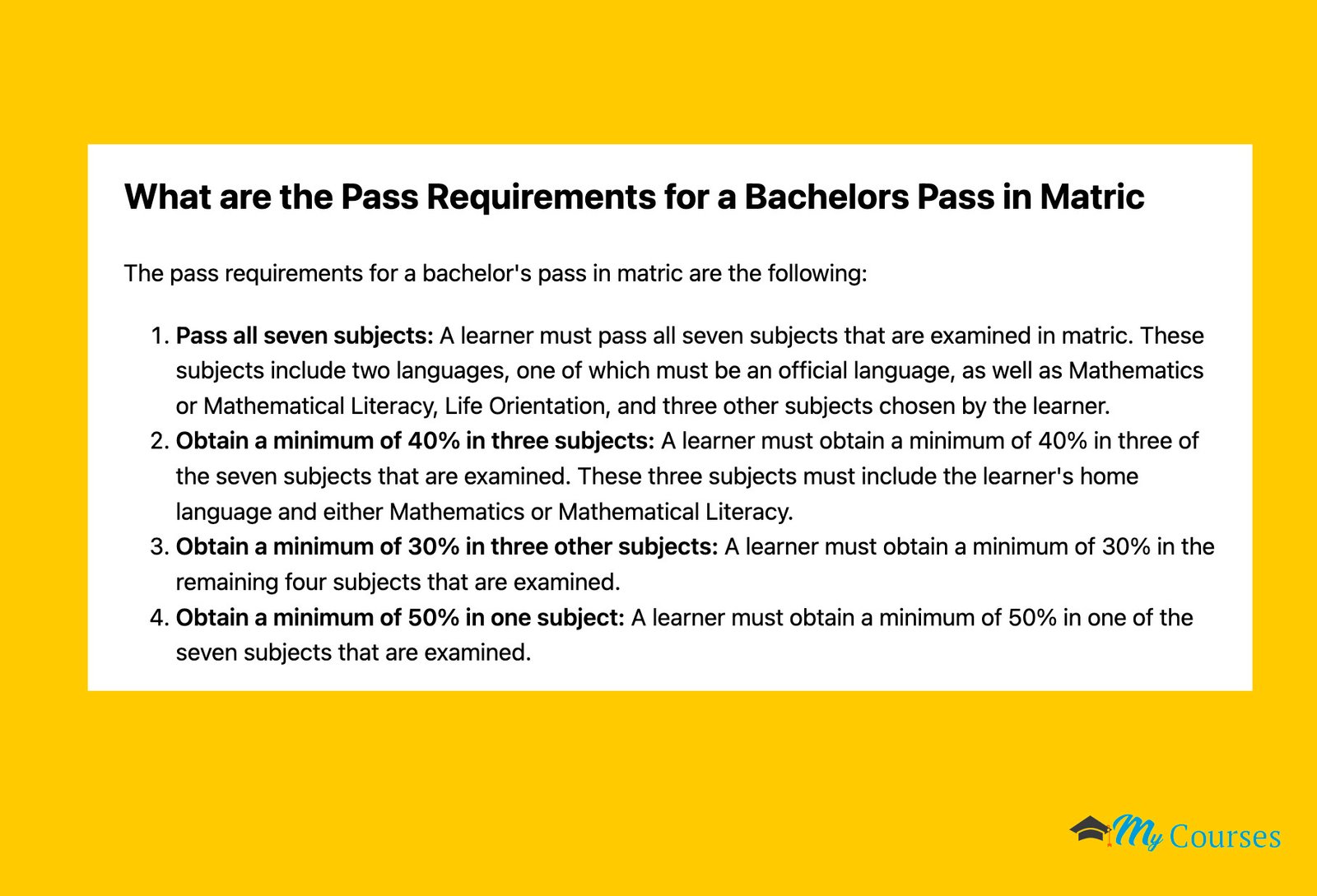 What Are The Pass Requirements For A Bachelors Pass In Matric My Courses What Are The Pass Requirements For A Bachelors Pass In Matric My Courses