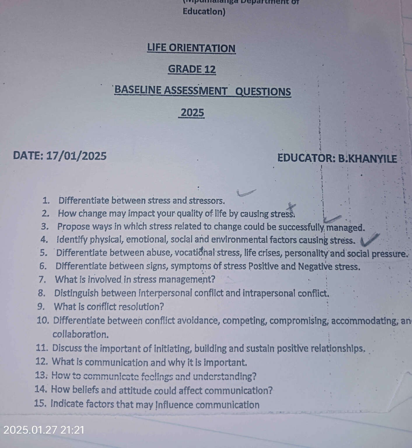Grade 12 Life Orientation Source-based Task Term 1 » My Courses