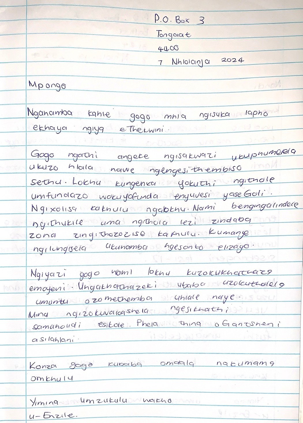 Isibonelo sokubhala incwadi yobungani Isizulu Grade 10 -12 » My Courses