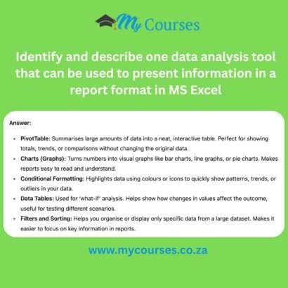 Identify and describe one data analysis tool that can be used to ...